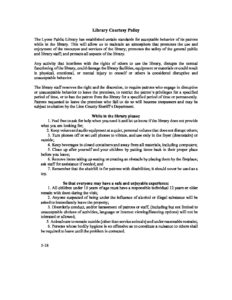 Library Courtesy Policy - City of Lyons